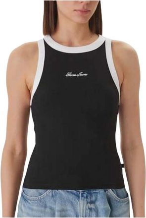 Guess Femme, Tops, Noir, Taille: 38 FR GJ Embro Ringer Tank T