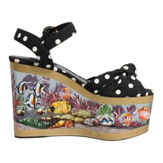 Dolce & Gabbana Fisch Polka Dot Keil Sandalen - - Shoes - Damen - Mehrfarbig - 37 EU