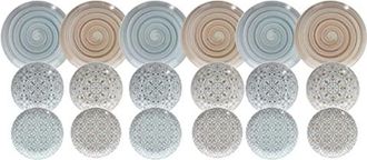 Tognana Aura Tellerservice für 6 Personen, 18 Stück, Porzellan, mehrfarbig, Made in Italy