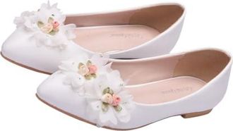 BESPORTBLE Chaussures de Mari&eacute;e Plates en Dentelle Blanche Noeud et Paillettes Taille 40 Semelle Antid&eacute;rapante en Caoutchouc Chaussures de Demoiselle dhonneur Co