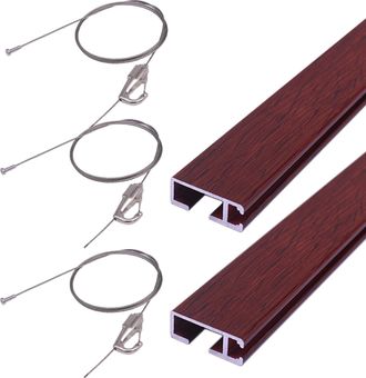 Generic Galerie-Fotowand-Kits, in einem Set enthalten: Zwei Milchschienen 39, DREI Stahlkabel, DREI Haken und Montagematerial(200cm)