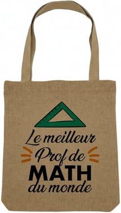 Fabulous Sac Shopping Tote Bag Aspect Lin - Le Meilleur Prof de Math du Monde College Lycee Professeur - Sac de Courses Toile Epaisse 360g Beige Naturel Cabas 