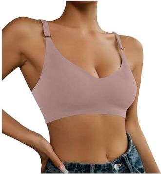 Generic Soutien-gorge pour femme sans couture 2026 - Dos sexy - Sous-v&ecirc;tements confortables sans bords, Rouge, S