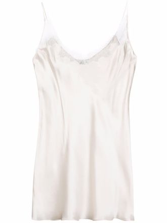 Carine Gilson robe en soie à col v - Blanc