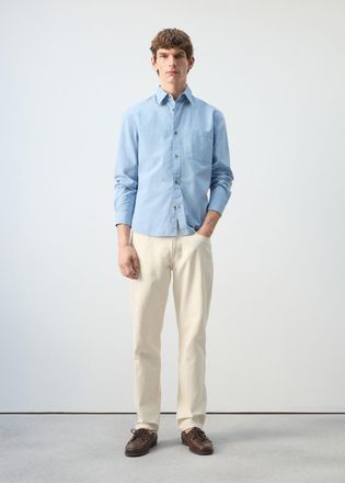 Mango Chemise 100 % coton relaxed fit bleu ciel - Homme - XXL - MANGO MAN