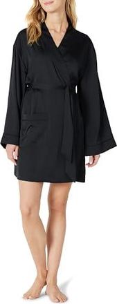 Amazon Essentials Robe de Chambre en Satin à Coupe Décontractée Femme, Noir, XXL