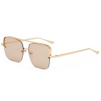 Generic Lunettes de soleil design 2025 demi-monture rétro avec monture en métal Protection UV400 pour homme et femme, 6 marron doré, taille S