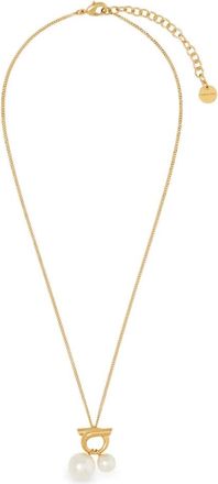 Ferragamo Femme, Accessoires, Jaune, Taille: ONE Size Collier avec Pendentif Orn&eacute; de Perles