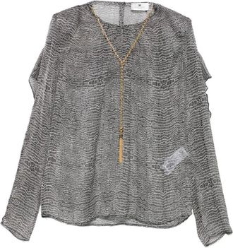 Elisabetta Franchi Femme, Blouses et Chemises, Noir, Taille: 44 FR Haut &agrave; imprim&eacute; reptile