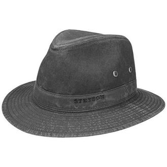 Stetson Chapeau Organic Cotton Traveller Homme - en Tissu de Soleil avec Doublure Printemps-ete Ete - XL (60-61 cm) Noir