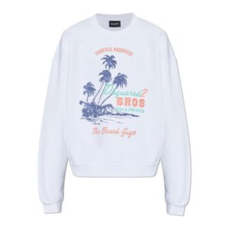 Dsquared2 Homme, Sweatshirts et sweats &agrave; capuche, Blanc, Taille: S SweaT-shirt Imprim&eacute; Color&eacute;