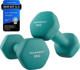 Songmics Kurzhanteln Set 2 St&uuml;ck 2x3 kg Hanteln Kurzhanteln Hexagon Neopren Beschichtung f&uuml;r Krafttraining Training Fitness Home Aquamarin SYL906Q01