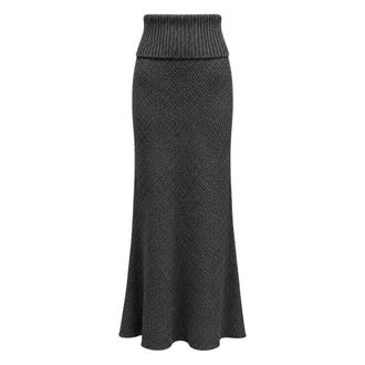 Akep Rippstrick Maxirock - - Skirts - Damen - Grau - M