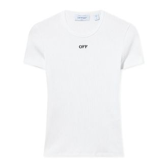 Off-white Off Stamp Ribbed Basic Tee - - Tops - Damen - Wei&szlig; - L