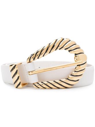 Alberta Ferretti ceinture &agrave; boucle nervur&eacute;e - Blanc