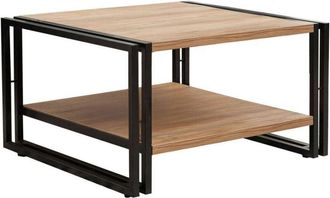 Dmora Dmora - Table basse Dpierozz, Table basse, Porte-revues pour canapé, Etagère de salon, 70x70h40 cm, Chêne et Noir