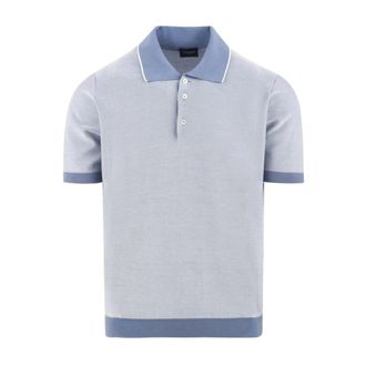 Drumohr Kurzarm Poloshirt mit geschorenem Knopf - - Tops - Herren - Blau - XL