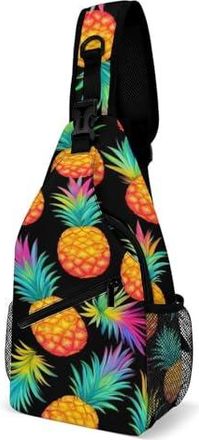 Generic Sacoche Port&eacute; &eacute;paule Feuilles de palmier tropicales ananas aquarelle L&eacute;ger Sac Bandouli&egrave;re Casual Sac &agrave; Dos De Voyage pour &eacute;cole Homme Cyclisme