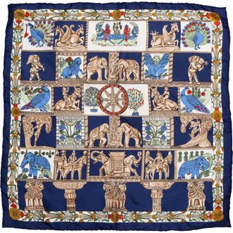 Herm&egrave;s T&uuml;cher & Schals - Hermes Classic Torana Silk Carre 45 Scarf Tuch - Gr. unisize - in Blau - f&uuml;r Damen