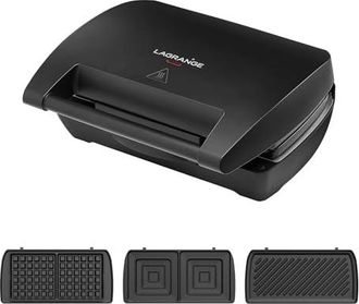 Lagrange Waffeleisen Mini Maxi mit Plattenset, Waffeln und Sandwichtoaster und Panini, 900 W