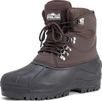Polar Hommes Short Filet De Nylon Avec Superposition Canard Imperméable Sole Lacer Hiver Neige Bottes - Marron - UK12/EU46 - YC0440