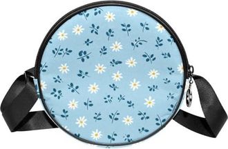 Generic Petit sac &agrave; bandouli&egrave;re Circle pour femme, motif feuille dart, sac &agrave; dos &agrave; bandouli&egrave;re avec fermeture &eacute;clair, bretelles r&eacute;glables, sac &agrave; main rond d&eacute;c