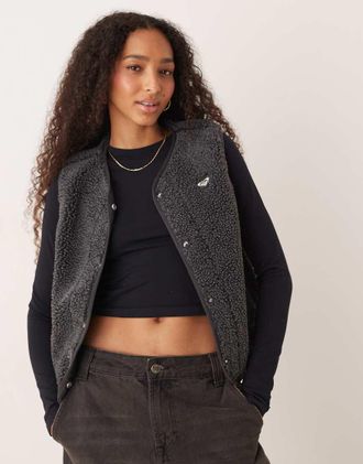 Roxy Iconic Town - Polaire sans manches en sherpa - Phantom-Noir
