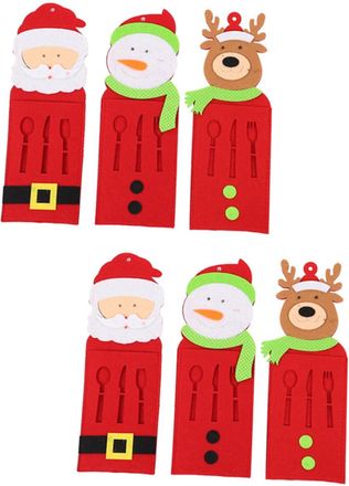 SOLUSTRE 6stücke Weihnachtliche Bestecktaschen Besteckhalter Für Tischdeko Festliche Weihnachtsdekoration Bestecktasche Im Weihnachtsstil