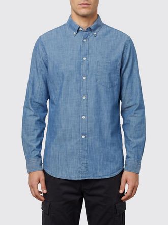 Portuguese Flannel Chemise en denim chambray avec col boutonn&eacute; et poche
