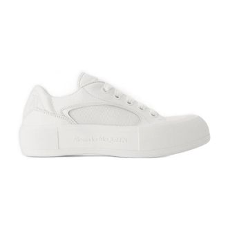 Alexander McQueen Womens Deck Sneakers White Calfskin