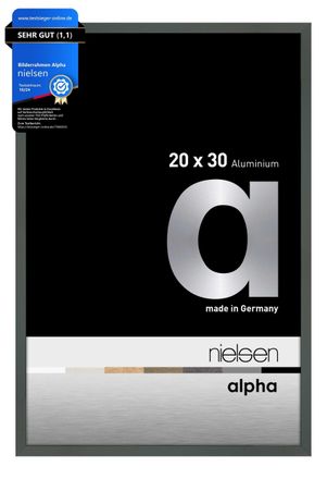 Nielsen Design Bilderrahmen, 20 x 30 cm, Aluminium, Platin glanz, Fotorahmen zum Auftstellen und Aufh&auml;ngen im Hoch- & Querformat, Echtglas, Alpha