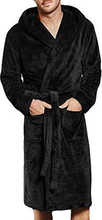 ZYUEER Peignoir de Bain Hommes, Nouveau V&ecirc;tements De Nuit dhiver en Peluche Allong&eacute; Ch&acirc;le &Agrave; La Maison V&ecirc;tements &Agrave; Manches Longues Robe Oversize Solide Couleu