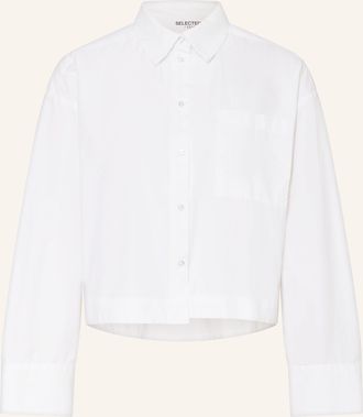 Selected Cropped-Hemdbluse weiss