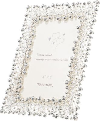 DOITOOL Luxuri&ouml;ser 6 Zoll Strass Bilderrahmen aus Metall Kreativer Fotorahmen f&uuml;r Wohnzimmer und Schlafzimmer Dekorativer Fotohalter als Geschenk zur Hochzeit