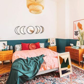 Dioche MirrorwallPcs Natural Decor Mondphasenspiegel aus Acryl - Mondphasen-Wanddekoration aus Holz f&uuml;r die Inneneinrichtung, Perfekt f&uuml;r Mondliebhaber, (Bla