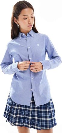 Superdry Lang&auml;rmliges Slim Fit Oxford-Hemd mit Knopfleiste in azurblauem Chambray