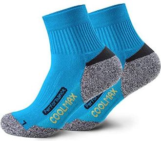 Piarini Coolmax Lot de 2 paires de chaussettes de randonn&eacute;e fonctionnelles courtes Noir/anthracite/bleu p&eacute;trole Taille 35-38 39-42 43-46 47-50, p&eacute;trole, 46/48