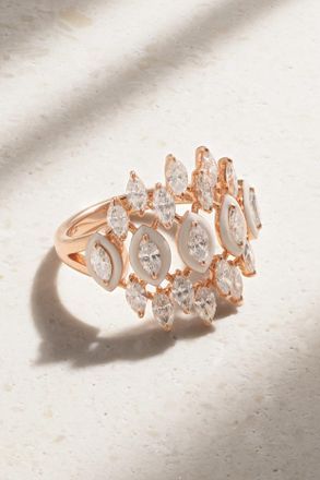 Kamyen Jewellery Marquise Kette Aus 18 Karat Ros&eacute;gold Mit Diamanten Und Emaille