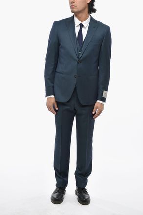 Corneliani CC COLLECTION 3-Teiliger Anzug Aus Schurwolle Mit Leistentaschen Corneliani