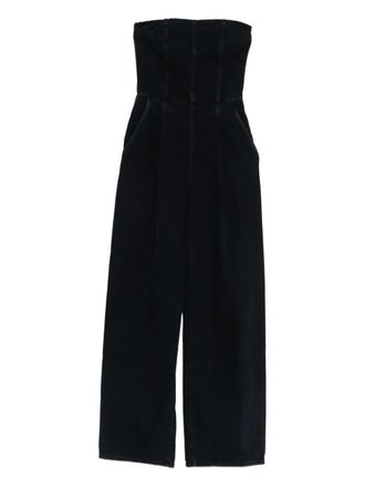 A Gold E Schulterfreier Jumpsuit - Schwarz