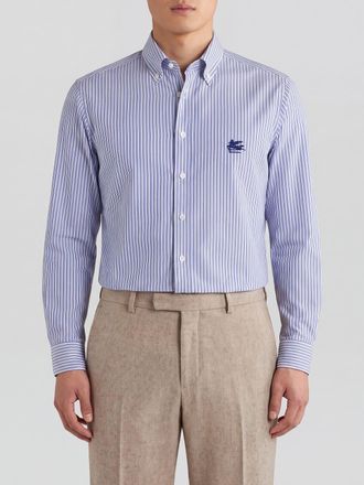Etro Gestreiftes Baumwollhemd mit Button-Down-Kragen und Cube-Logo