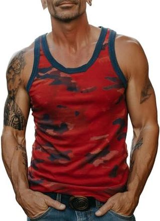 Generic Débardeur dété sans manches rayé pour homme - Décontracté - Tendance - Bloque les couleurs - Coupe ample - Pour le sport et le fitness - Pour le sport