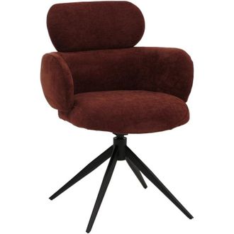 Hhg Neuwertig] Esszimmerstuhl HHG 259, K&uuml;chenstuhl Polsterstuhl, drehbar Auto-Return, Stoff (310g/m&sup2;) Chenille &Ouml;ko-Tex rotbraun