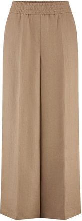 Riani Femme, Pantalons, Brun, Taille: 42 FR Pantalon Large en Lin avec &Eacute;lastique &agrave; la Taille