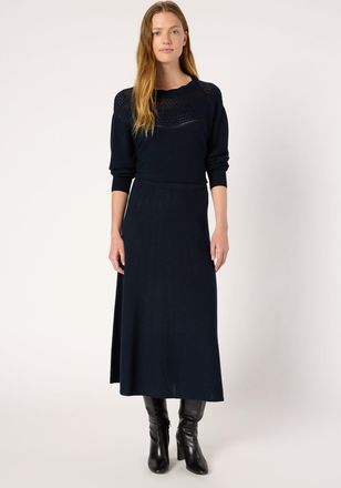Gerard Darel Jupe mi-longue en maille - BIA - Marine