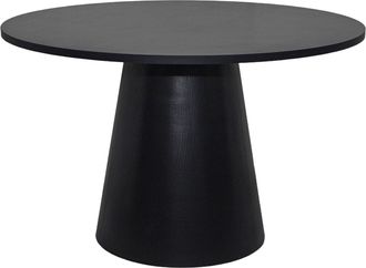 Oviala Skandinavischer Esstisch, rund, 120 cm, Holzoptik, Schwarz