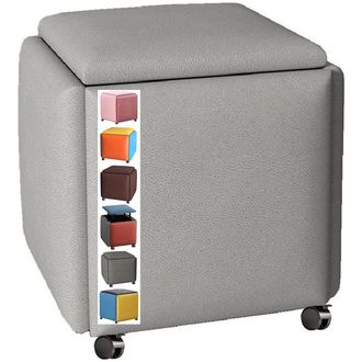 Generic Stapelbarer Sofasessel Hocker W&uuml;rfel 5 in 1, Kombination Sitzw&uuml;rfel Fu&szlig;hocker Fu&szlig;bank Polsterhocker Sitztruhe Schuhbank Sitzhocker mit Rollen Fu&szlig;st&uuml;tz