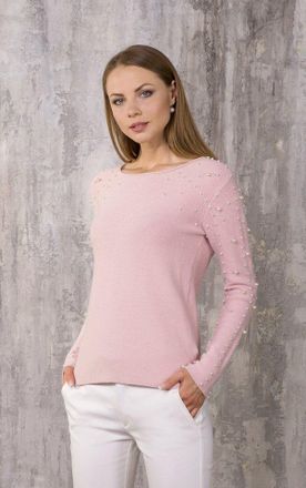 Passioni Strickpullover mit Perlendetail