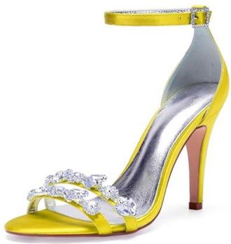 Generic Chaussures De Mariage Femmes Mariée Sexy Open Toe High Heels Bureau Travail Soir Hauts Sandale 10.5Cm,Jaune,36 EU