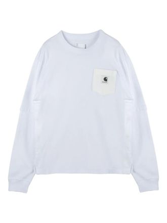 sacai x Carhartt WIP Langarmshirt mit Brusttasche - Weiß